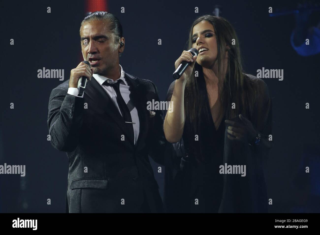 Alejandro Fernandez sings with his daughter Camila Fernández, during ...