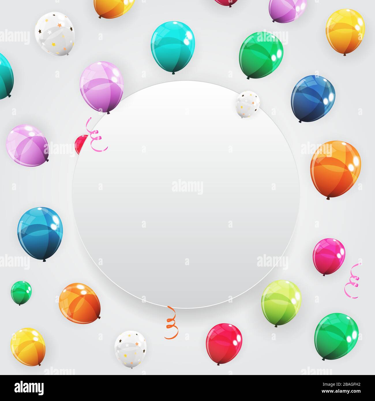 Color Glossy Happy Birthday Balloons Banner Background Vector ...