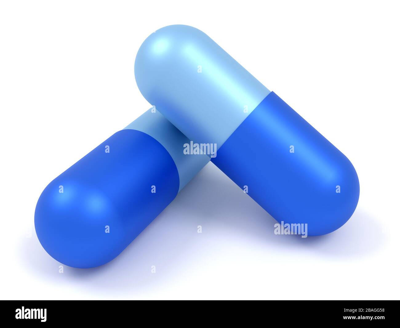 Medicine concepts. Illustration of two capsule pills isolated on white ...