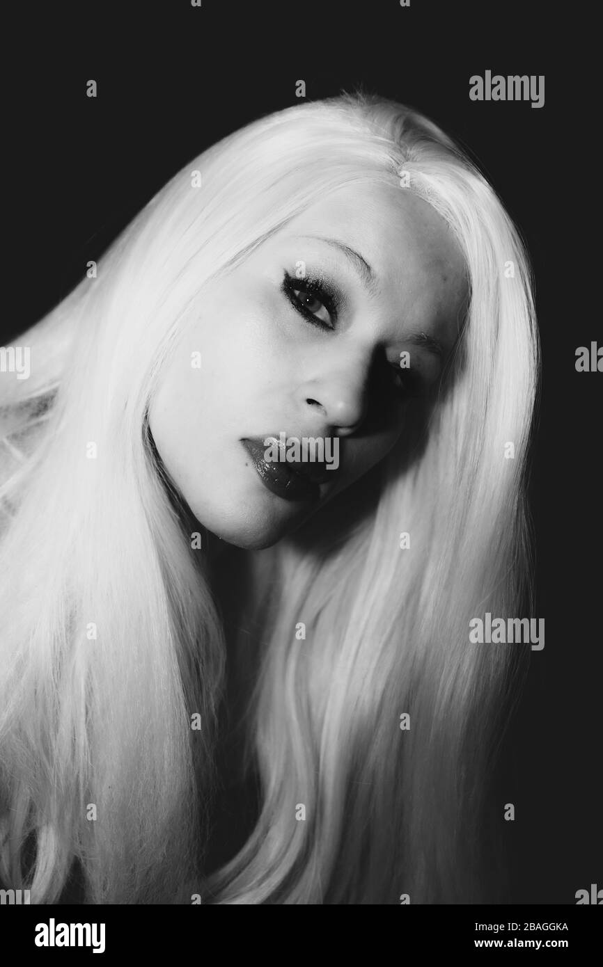 Classic Old Hollywood Timeless Beautiful Model On Isolated Black