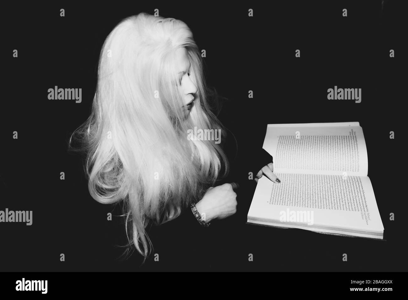 Classic Old Hollywood timeless beautiful model on isolated black ...