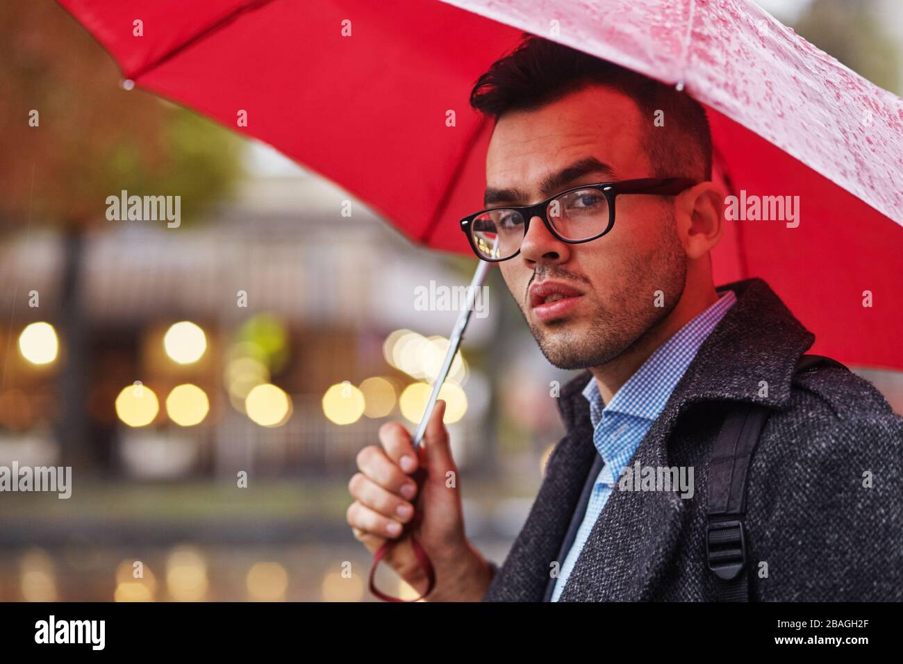 Red umbrella with rain drop hi-res stock photography and images - Alamy