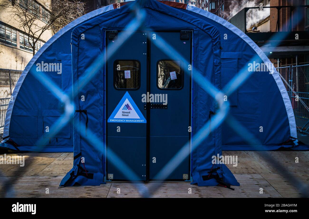 Mount Sinai West Hospital in Manhattan setup a Cover-19 testing tent ...
