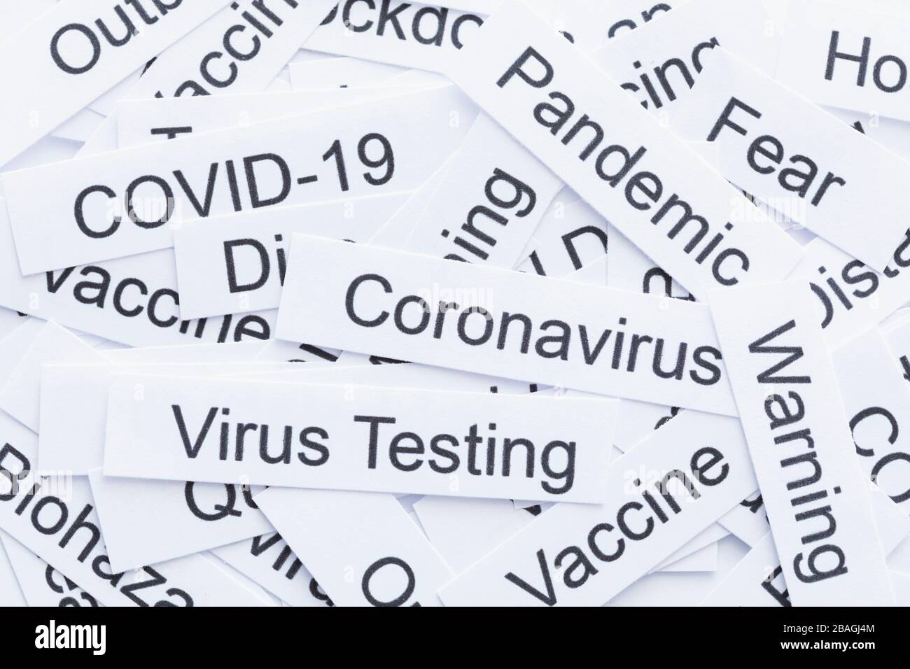 Coronavirus word phrases on pieces of white paper Stock Photo - Alamy