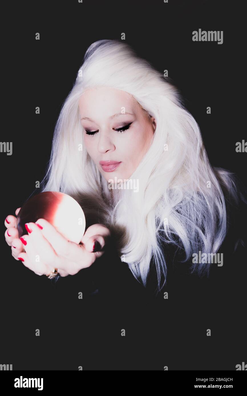 Classic Old Hollywood timeless beautiful model on isolated black ...