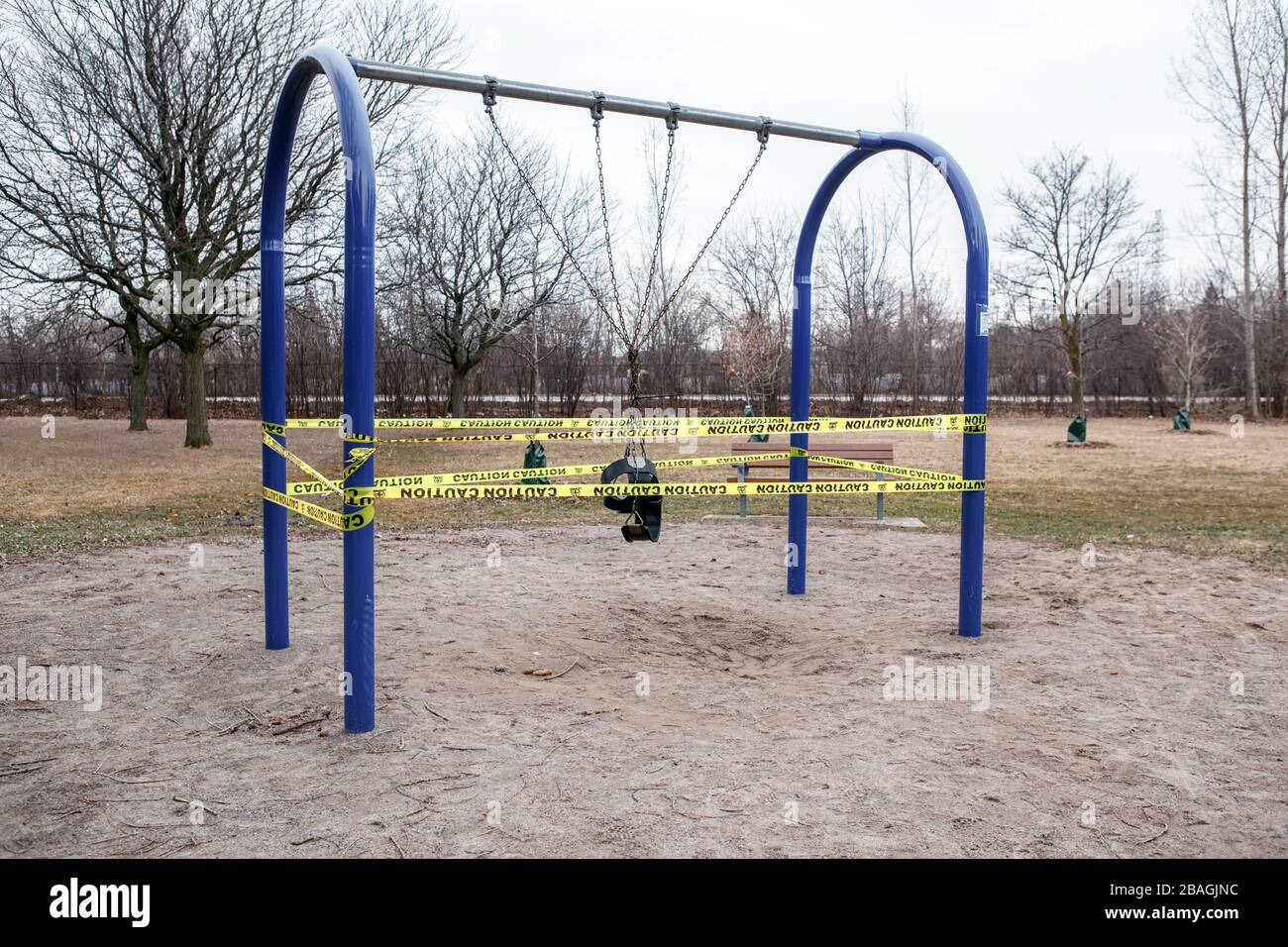 Toronto, Ontario, Canada - March 26, 2020: Closed outdoor playground ...