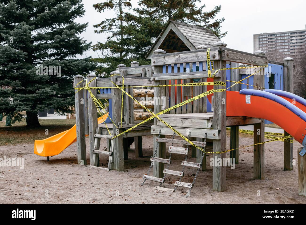 Toronto, Ontario, Canada - March 26, 2020: Closed outdoor playground ...
