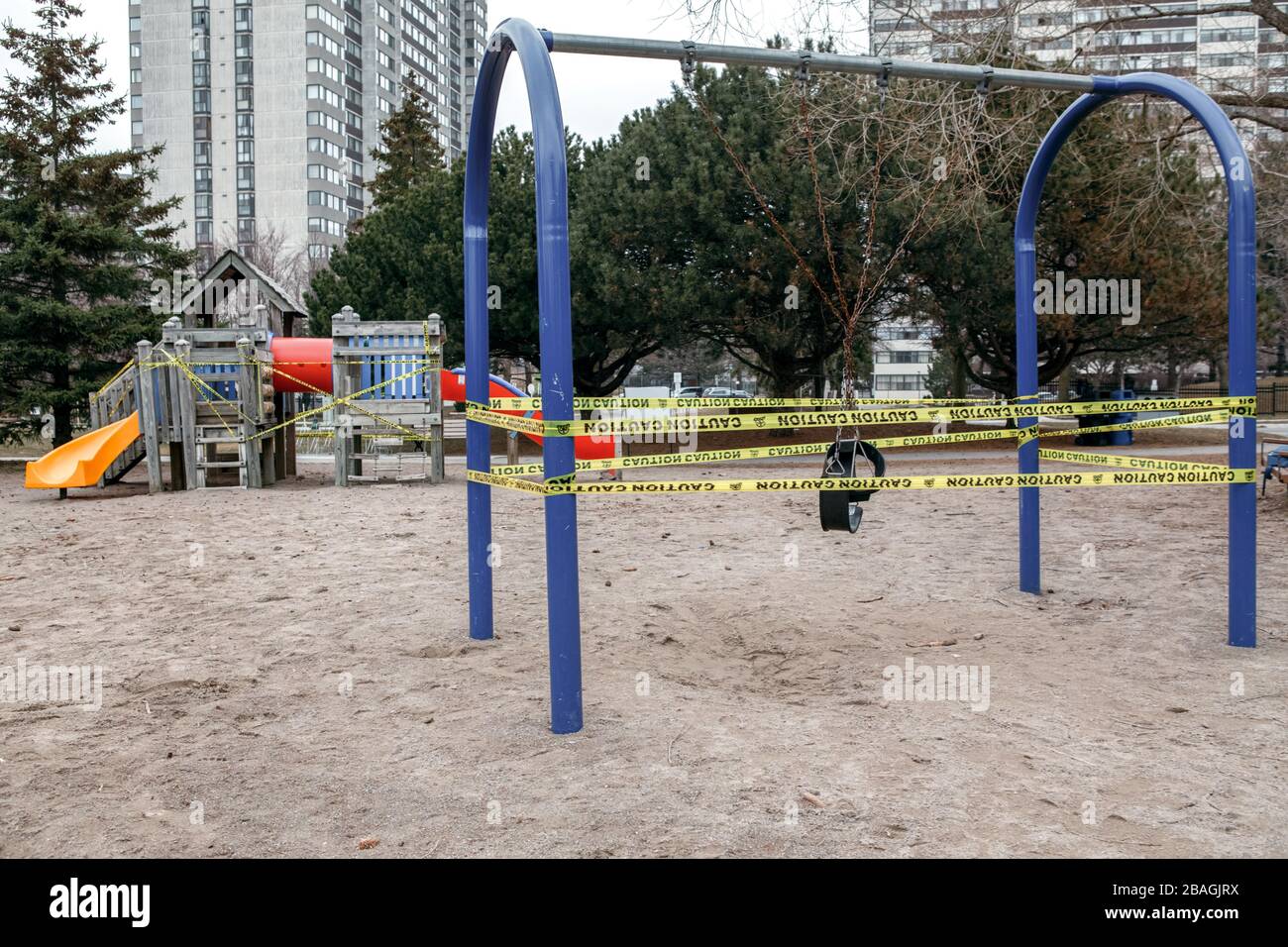 Toronto, Ontario, Canada - March 26, 2020: Closed outdoor playground ...