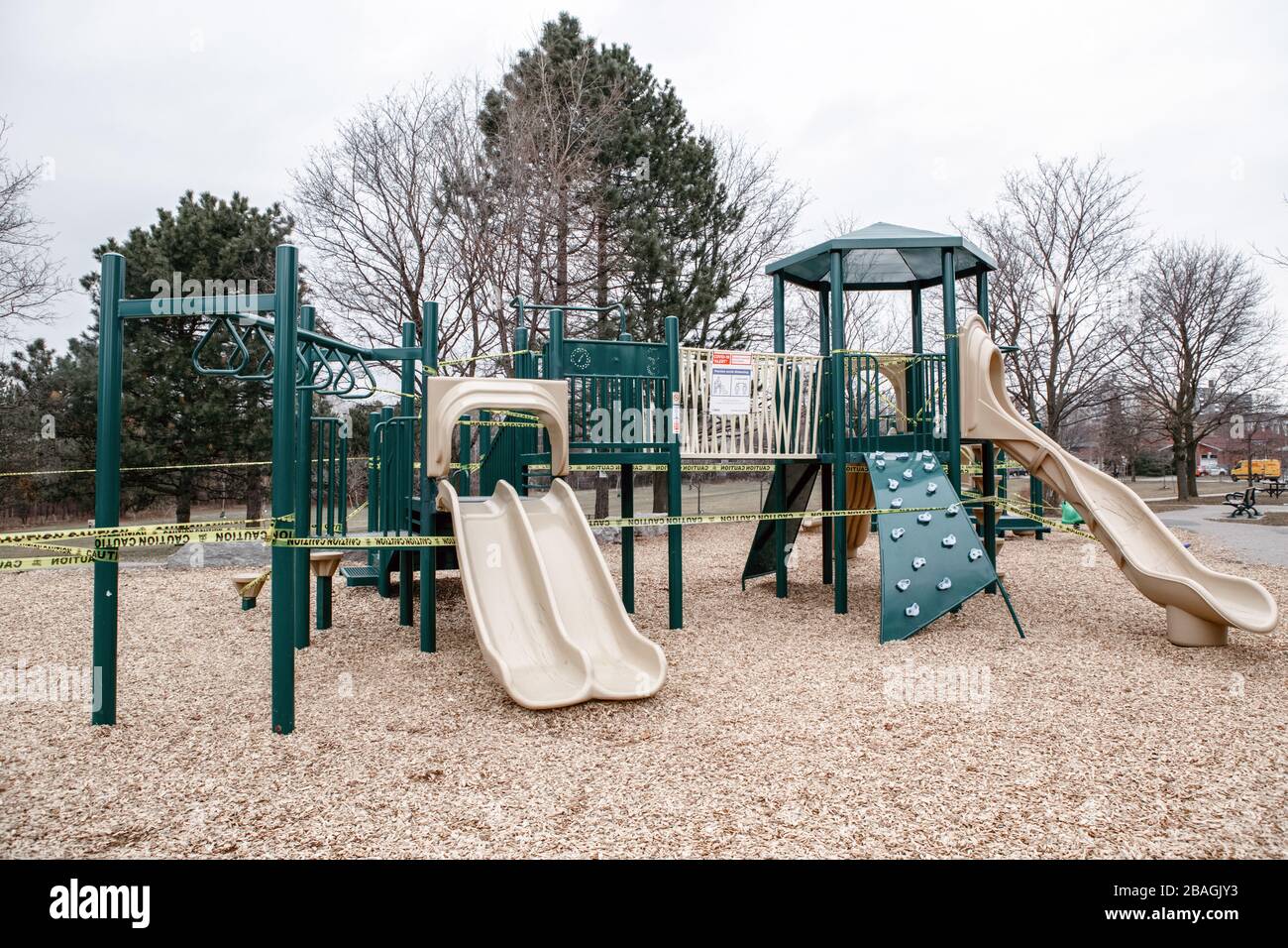 Toronto, Ontario, Canada - March 26, 2020: Closed outdoor playground ...
