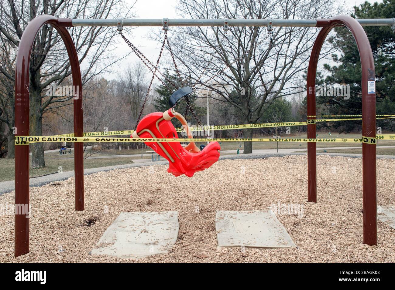 Toronto, Ontario, Canada - March 26, 2020: Closed outdoor playground ...