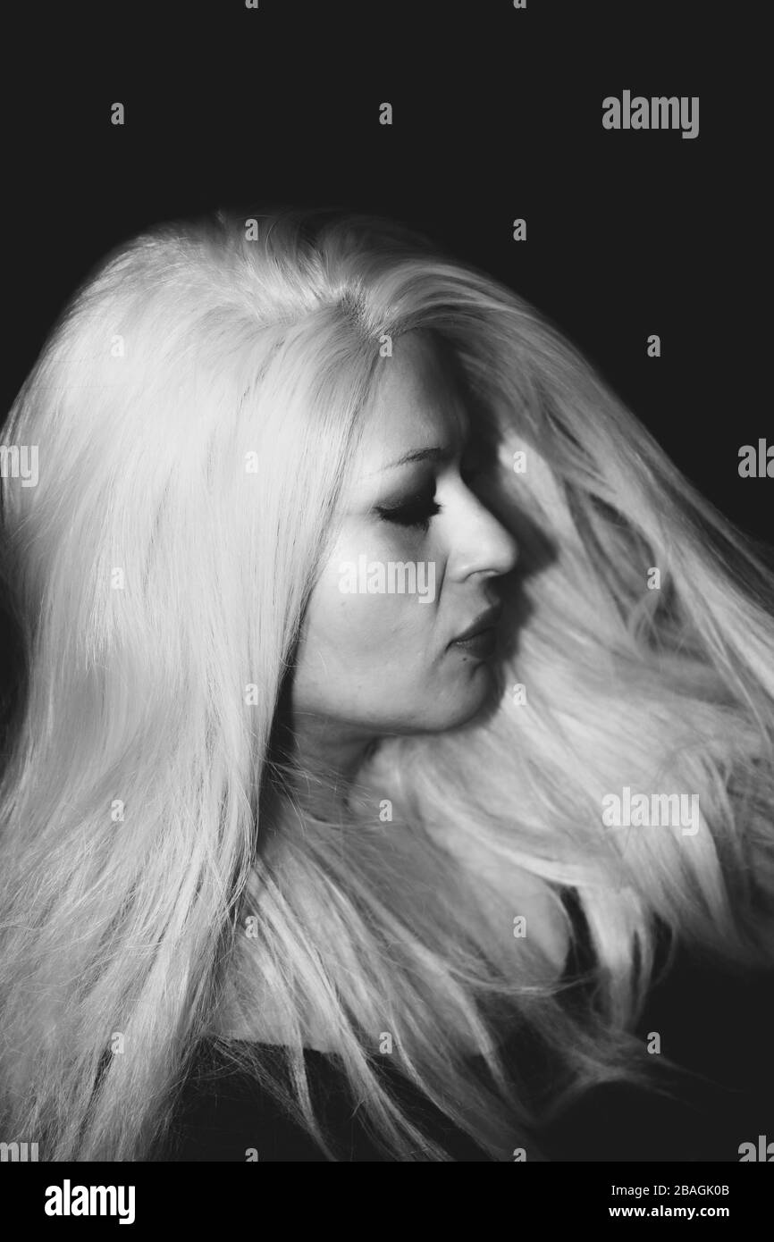 Classic Old Hollywood Timeless Beautiful Model On Isolated Black