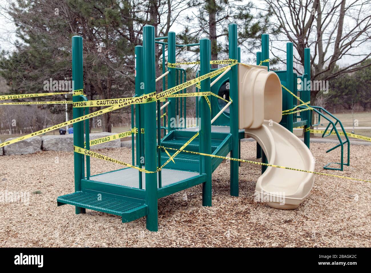 Toronto, Ontario, Canada - March 26, 2020: Closed outdoor playground ...
