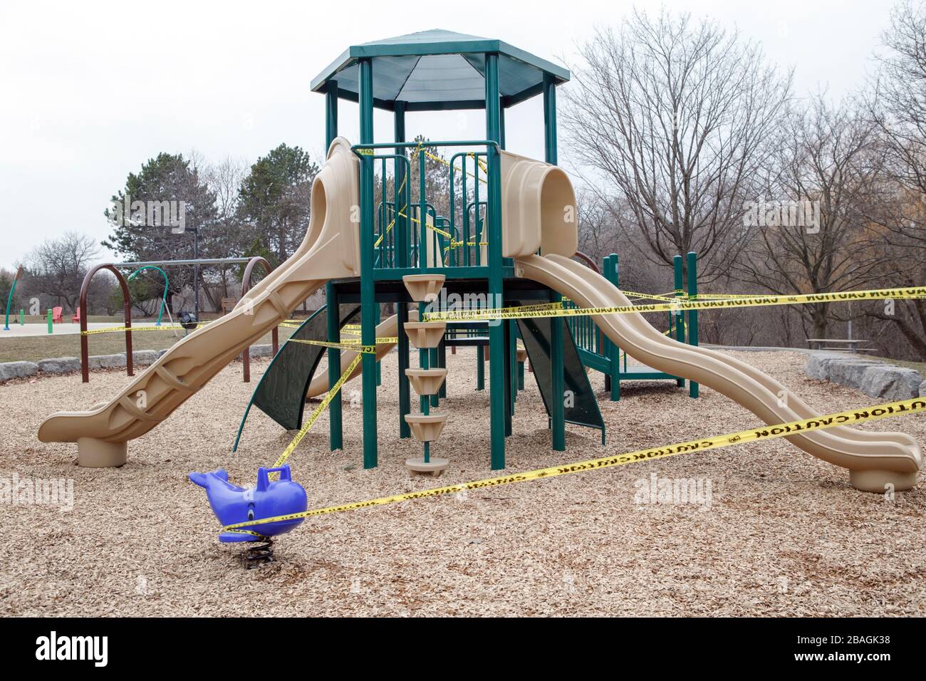 Toronto, Ontario, Canada - March 26, 2020: Closed outdoor playground ...