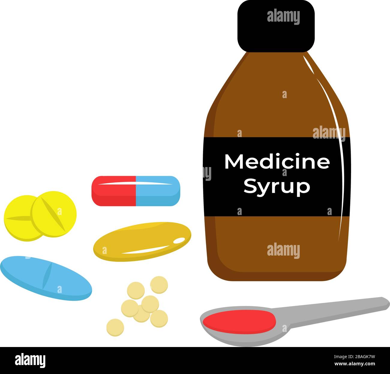 Simple Colorful and Clean Medicine Vector Set Illustration on White ...