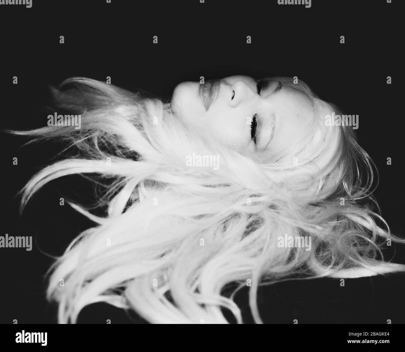 Classic Old Hollywood timeless beautiful model on isolated black ...