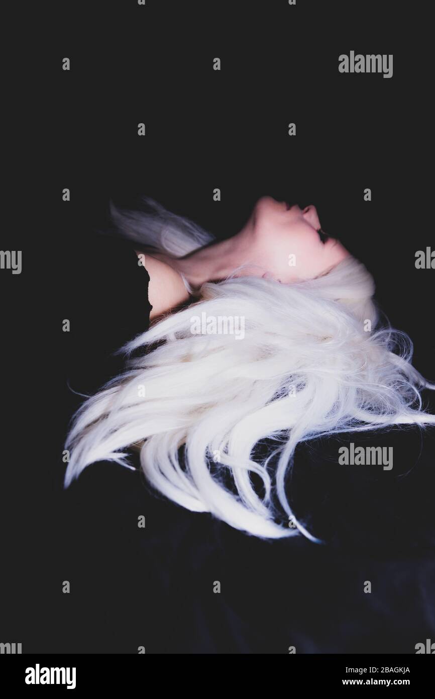 Classic Old Hollywood timeless beautiful model on isolated black ...