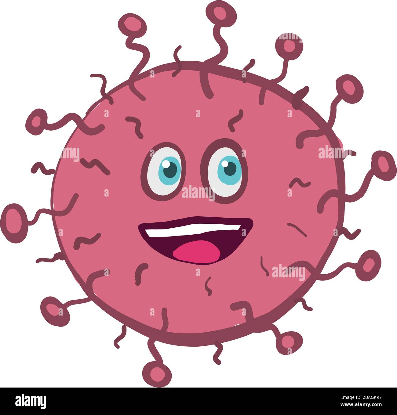Pink happy virus, illustration, vector on white background Stock Vector ...