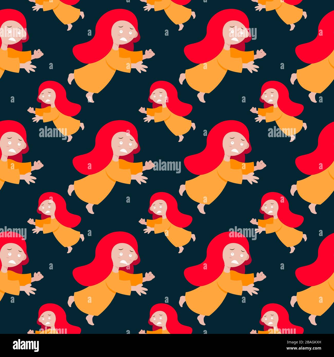 Afraid girl pattern, illustration, vector on white background Stock ...