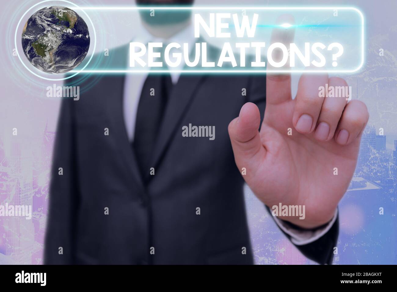 Writing note showing New Regulations Question. Business concept for ...