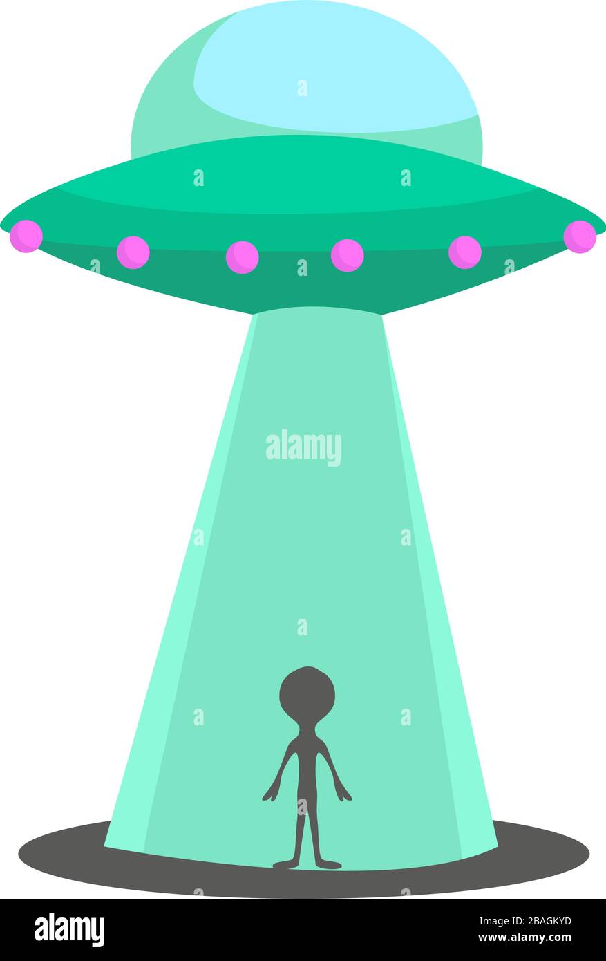 Alien with UFO, illustration, vector on white background Stock Vector ...