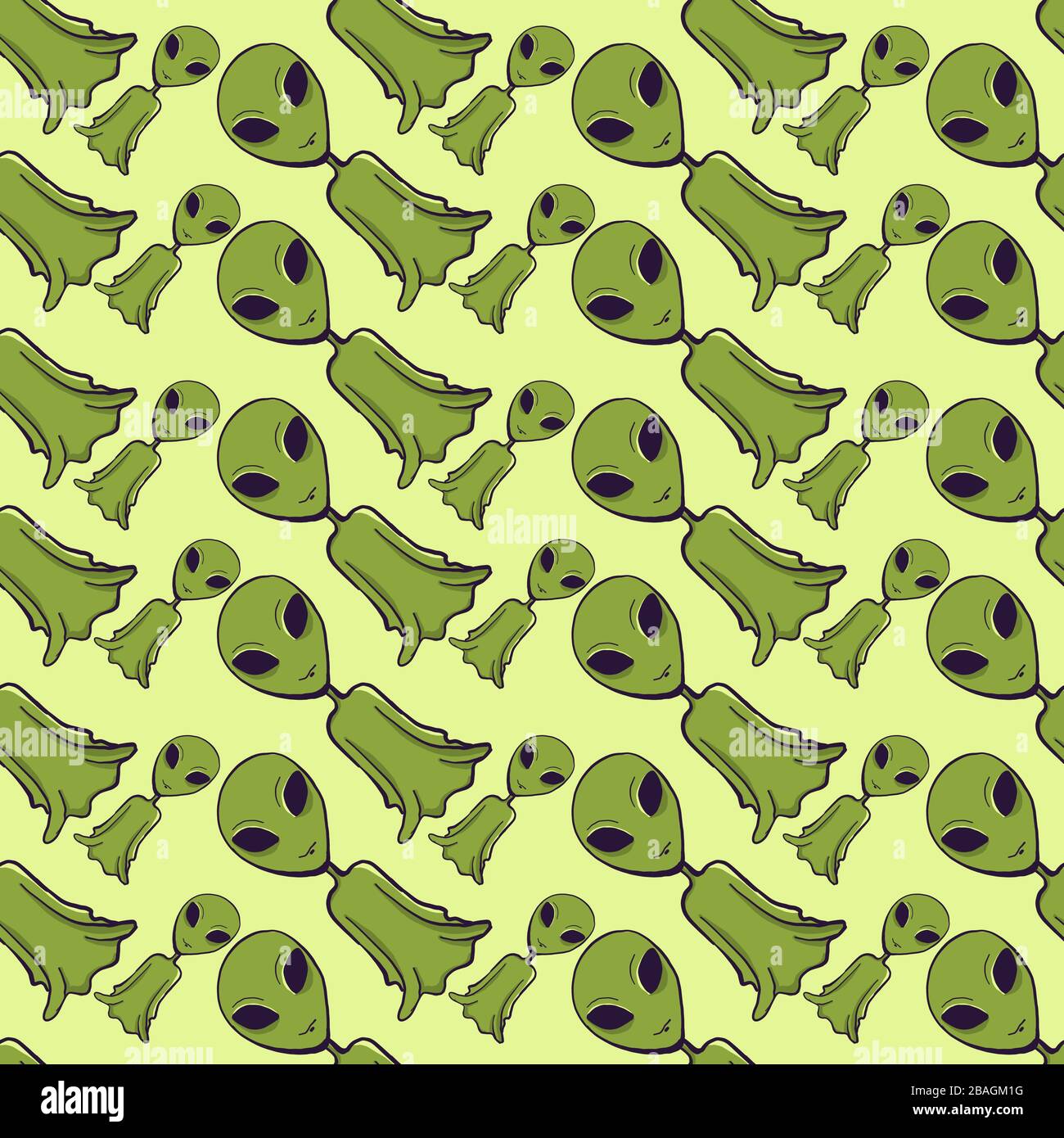 Green aliens pattern, illustration, vector on white background Stock ...