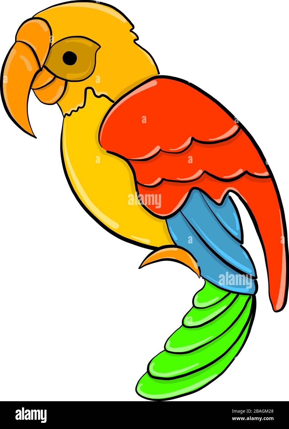 Colorful parrot, illustration, vector on white background Stock Vector ...