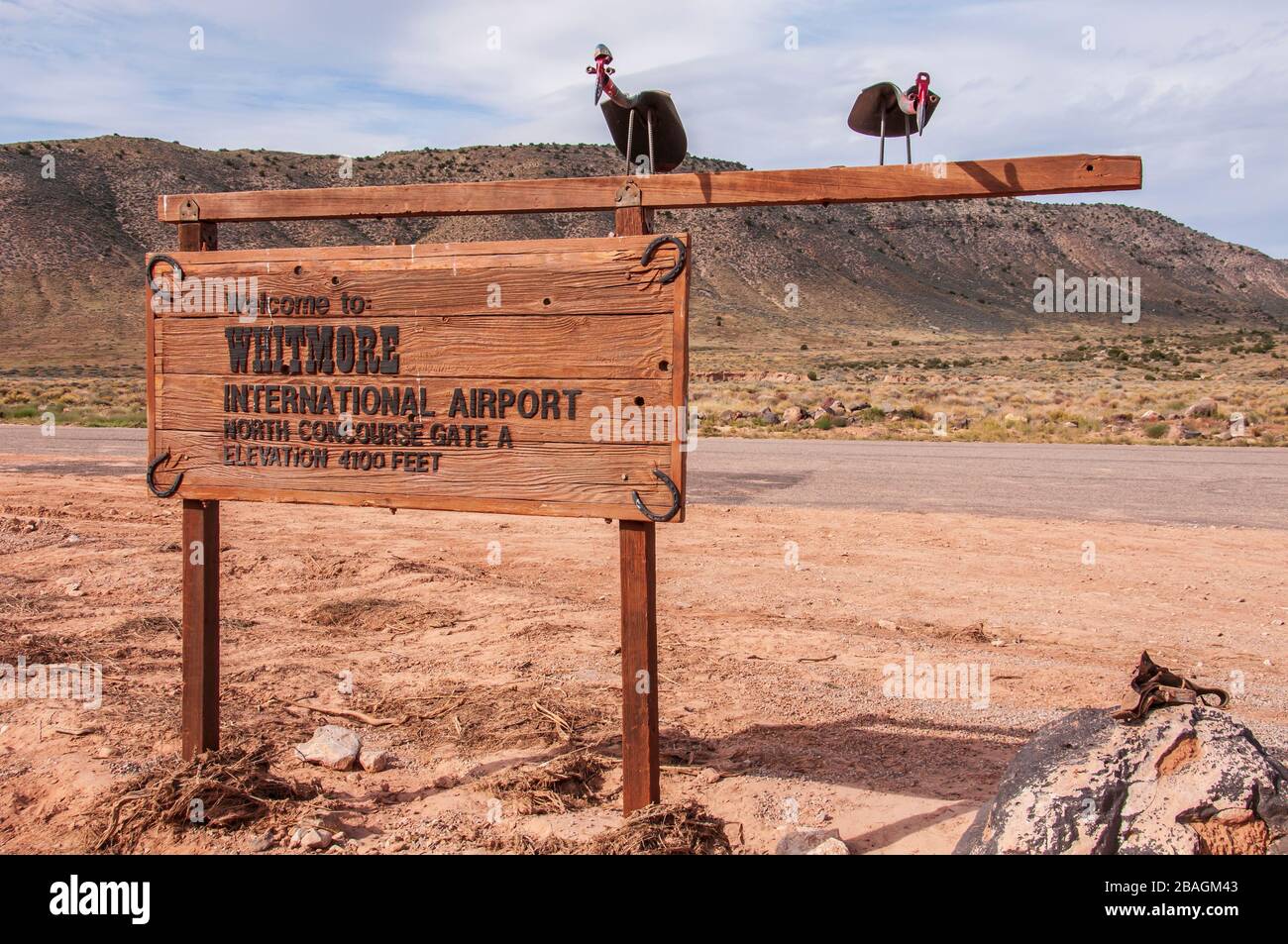 Whitmore International Airport sign, Bar Ten Ranch, Whitmore Canyon ...