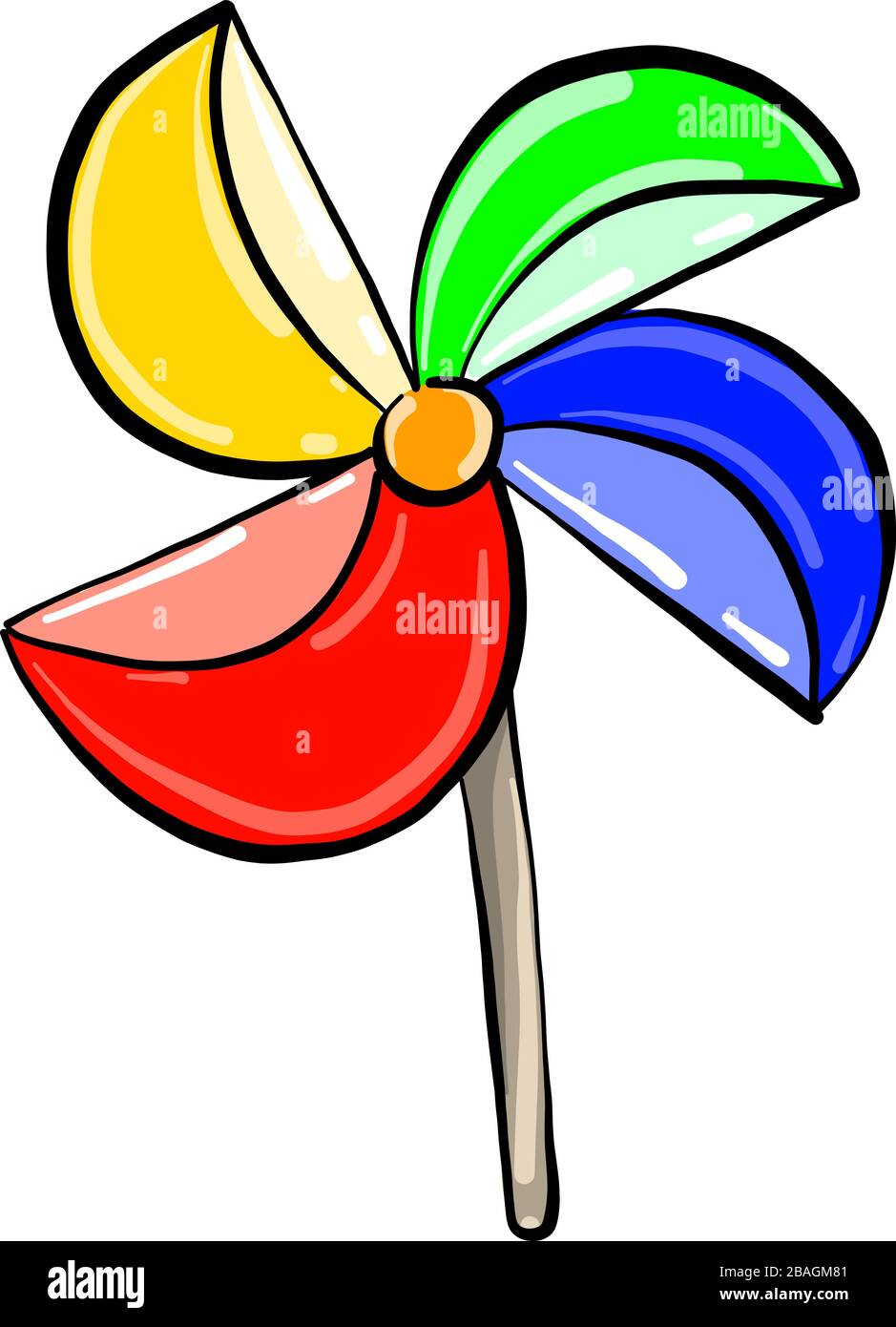 Colorful windmill toy, illustration, vector on white background Stock ...