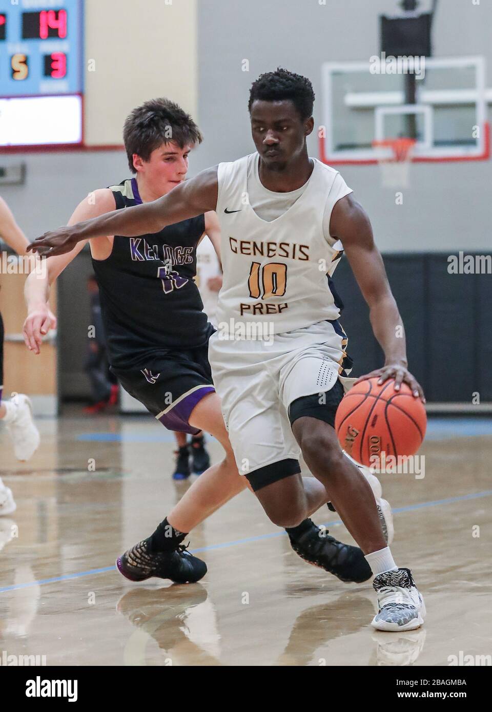 Basketball action with Genesis Prep vs Kellogg High School in Rockford ...