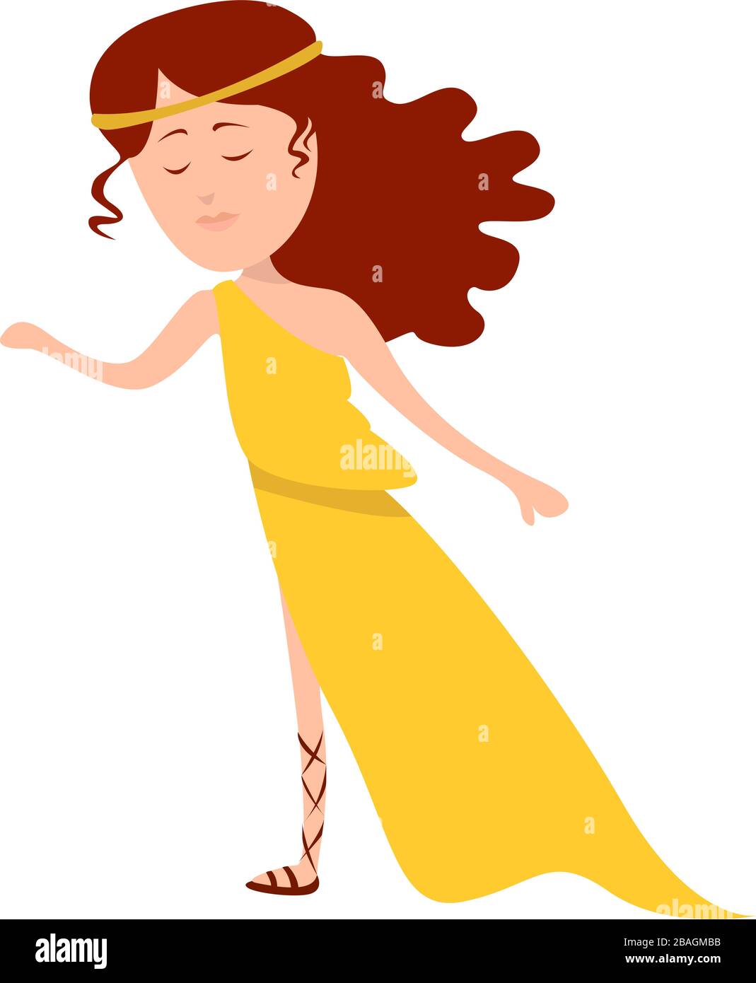 Aphrodite in yellow, illustration, vector on white background Stock ...
