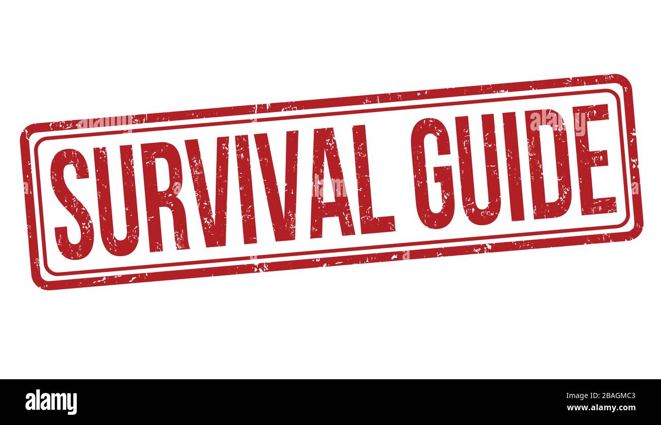 Survival guide grunge rubber stamp on white background, vector ...