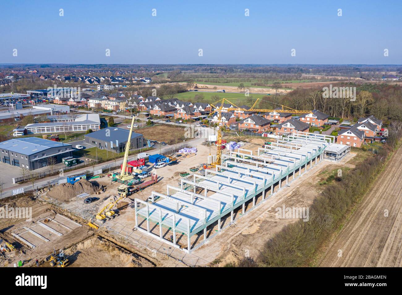 a huge company building is erected on a large construction site Stock ...