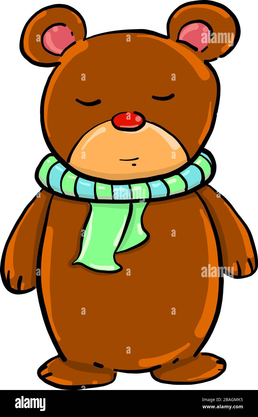 Bear with scarf, illustration, vector on white background Stock Vector ...