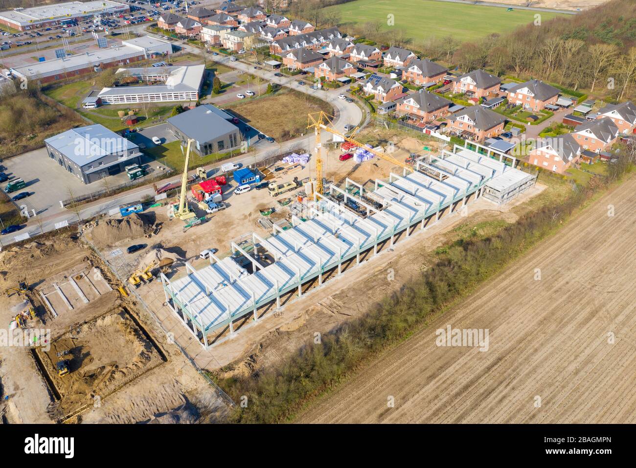 a huge company building is erected on a large construction site Stock ...