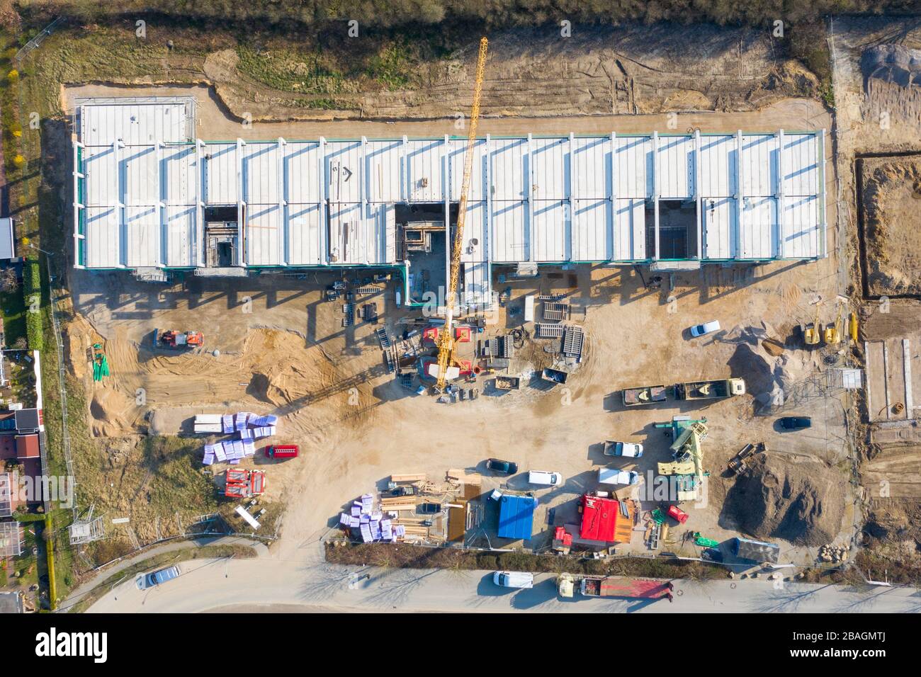 a huge company building is erected on a large construction site Stock ...