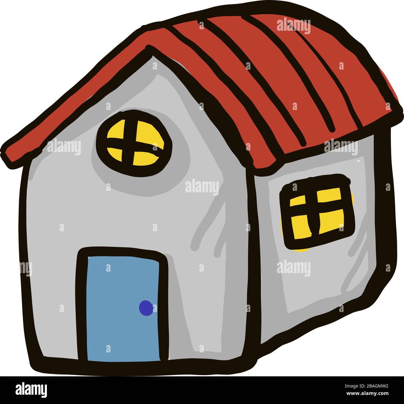 Grey house, illustration, vector on white background Stock Vector Image ...