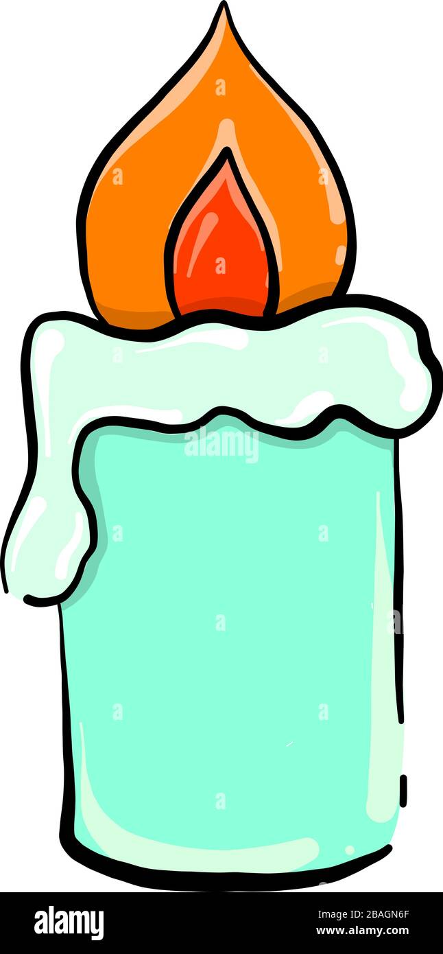 Blue candle, illustration, vector on white background Stock Vector ...
