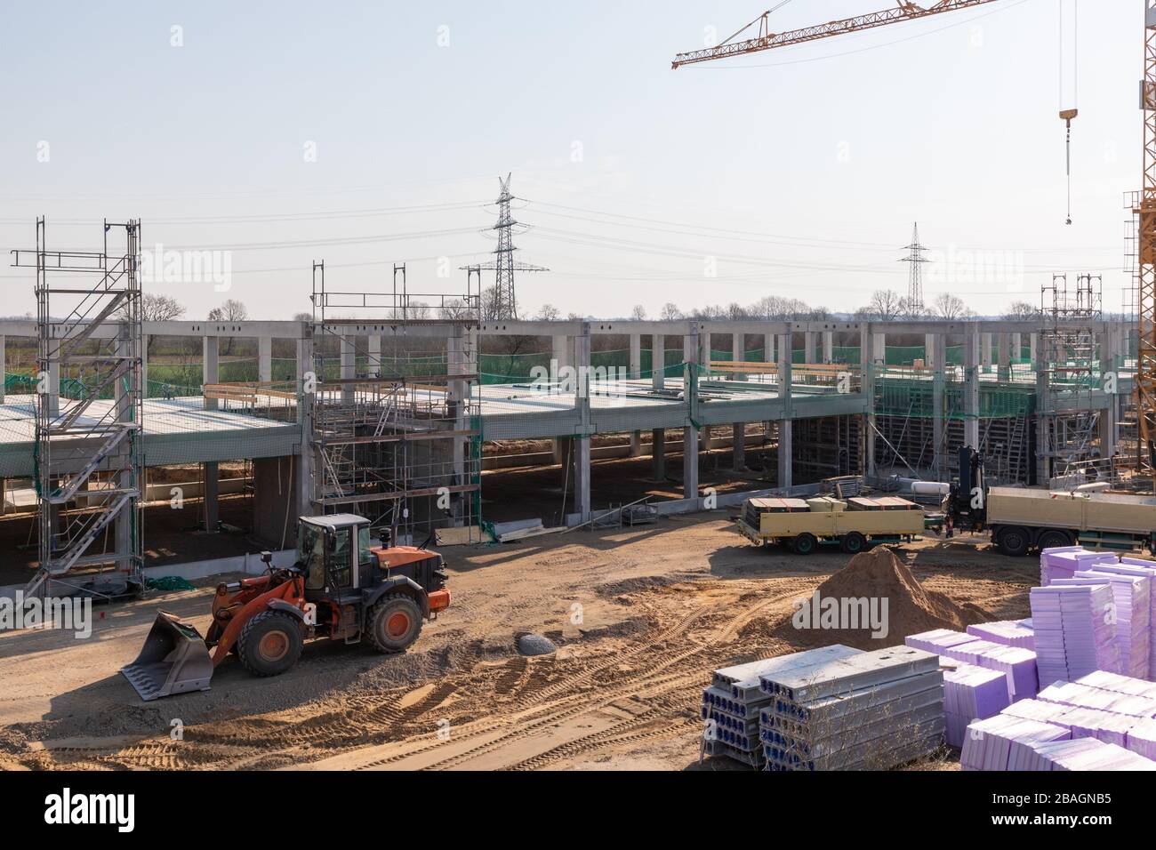 a huge company building is erected on a large construction site Stock ...