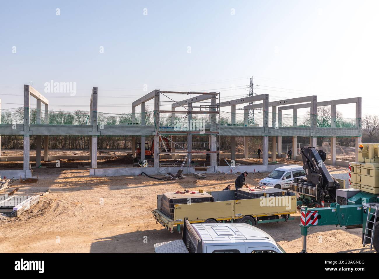 a huge company building is erected on a large construction site Stock ...