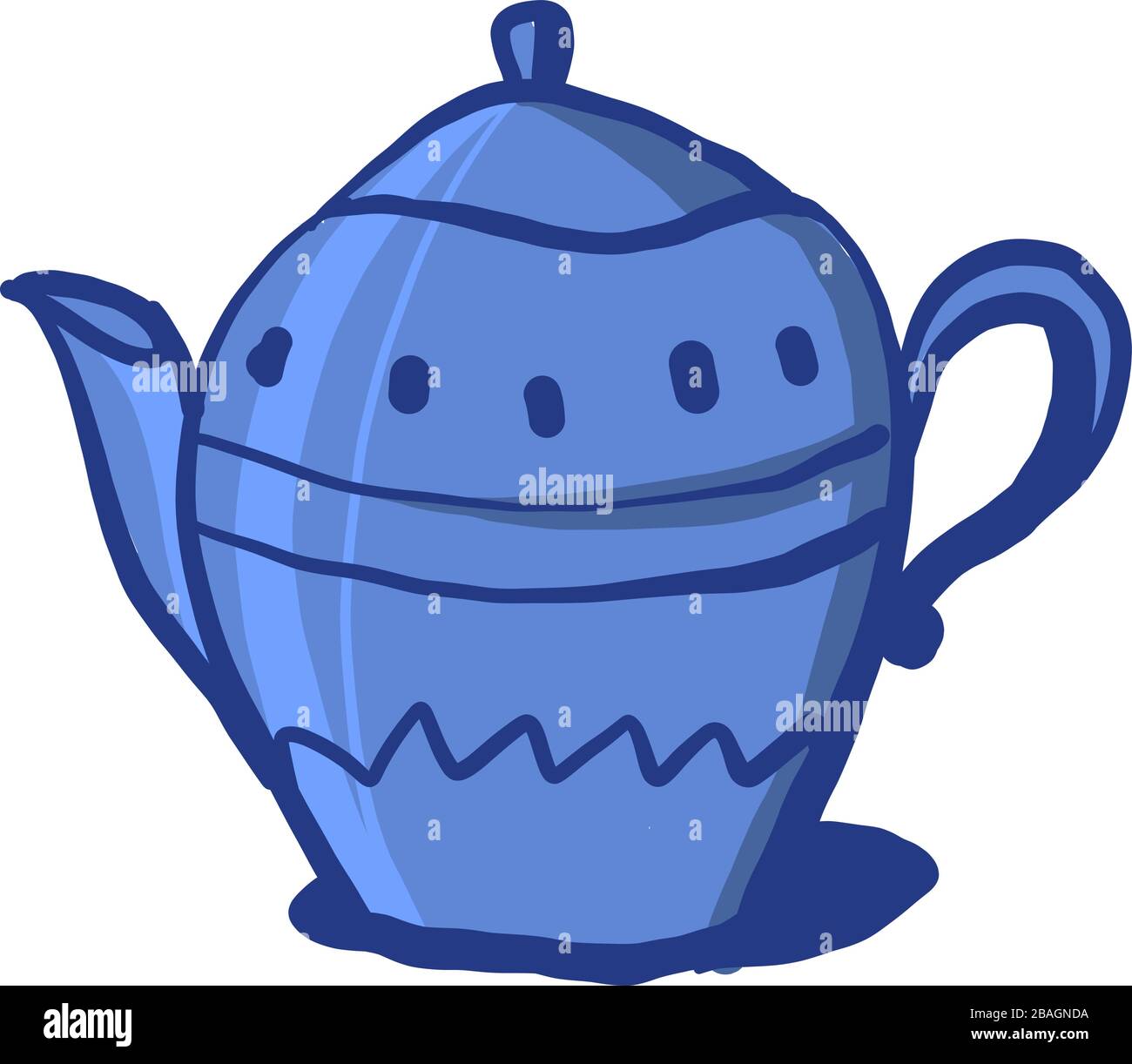 Blue tea pot, illustration, vector on white background Stock Vector ...