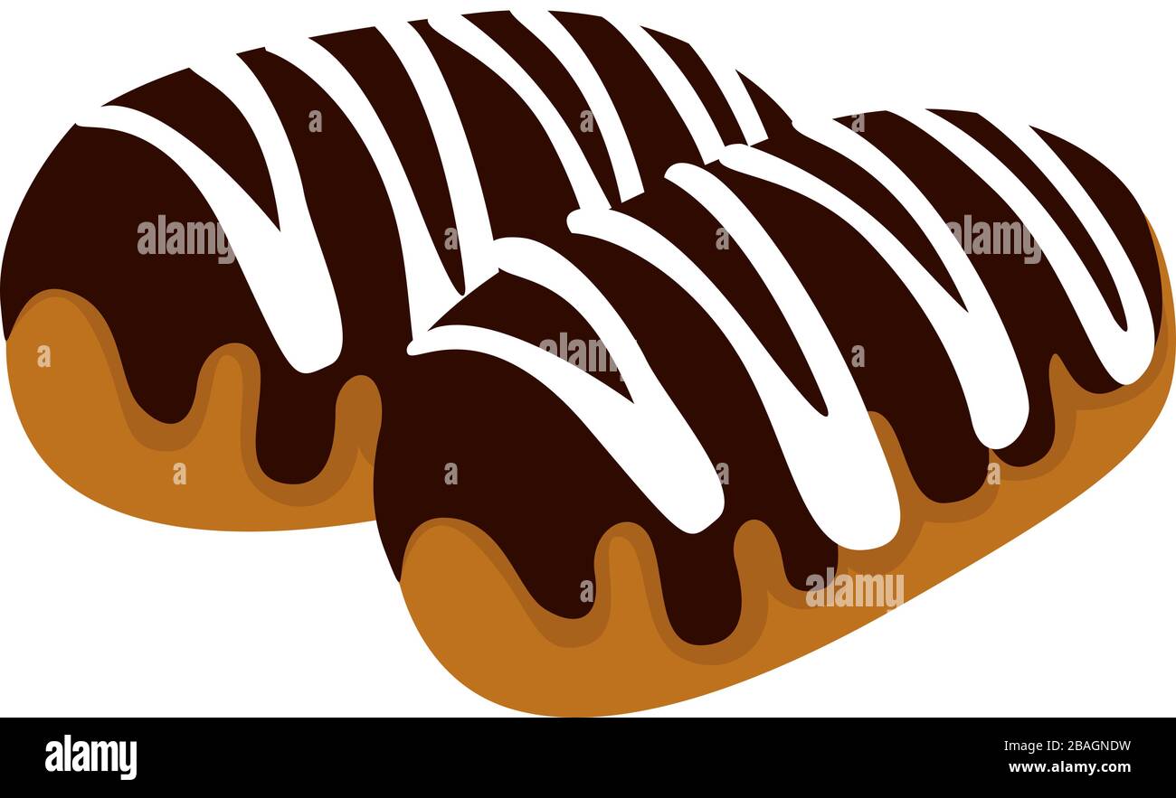 Chocolate eclair, illustration, vector on white background Stock Vector ...