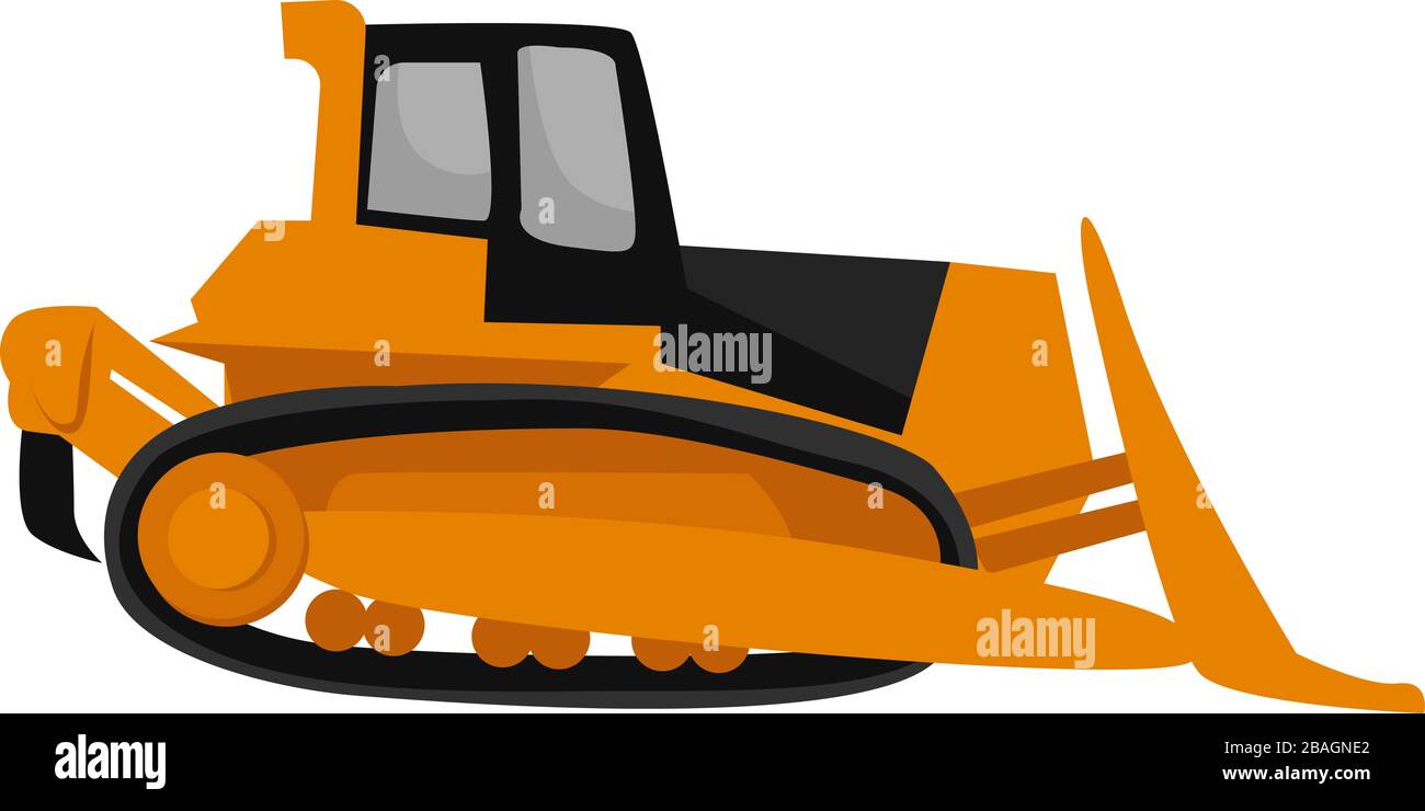 Orange bulldozer, illustration, vector on white background Stock Vector ...