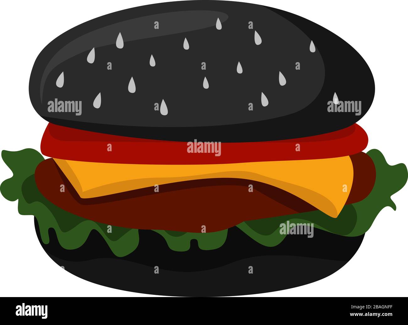 Black burger, illustration, vector on white background Stock Vector ...