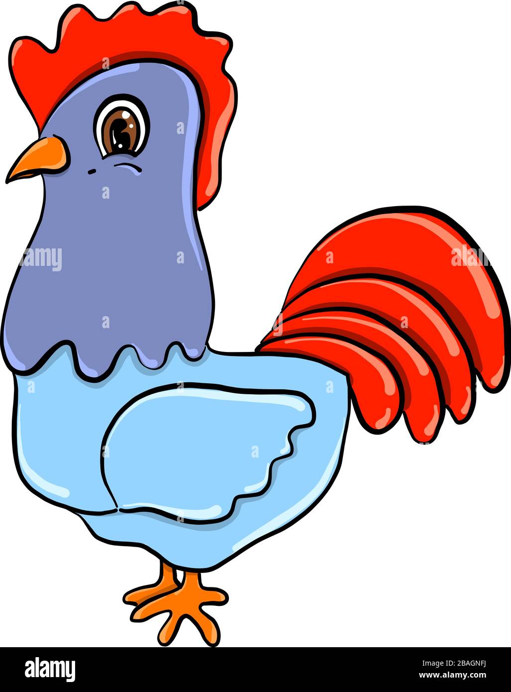 Blue rooster, illustration, vector on white background Stock Vector ...