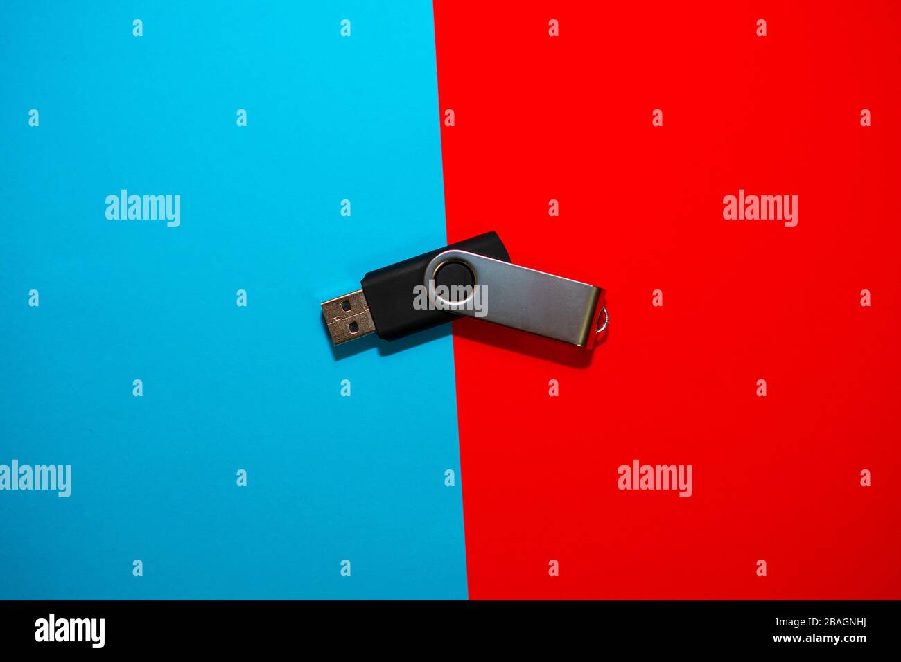 Pendrive on a blue and red background. USB and Pendrive concept Stock ...