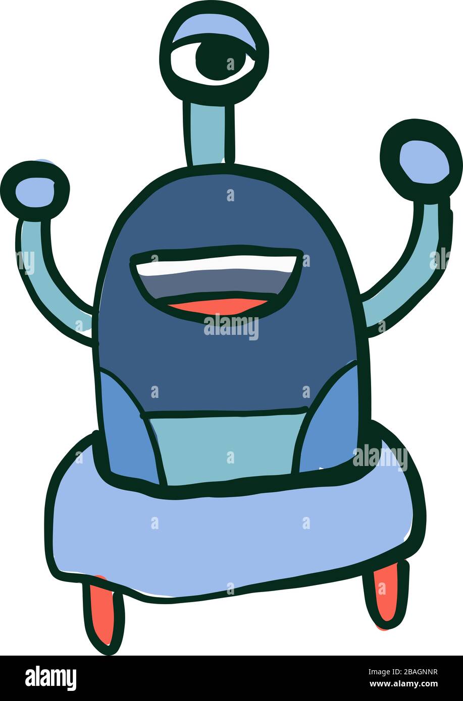 Blue robot, illustration, vector on white background Stock Vector Image ...