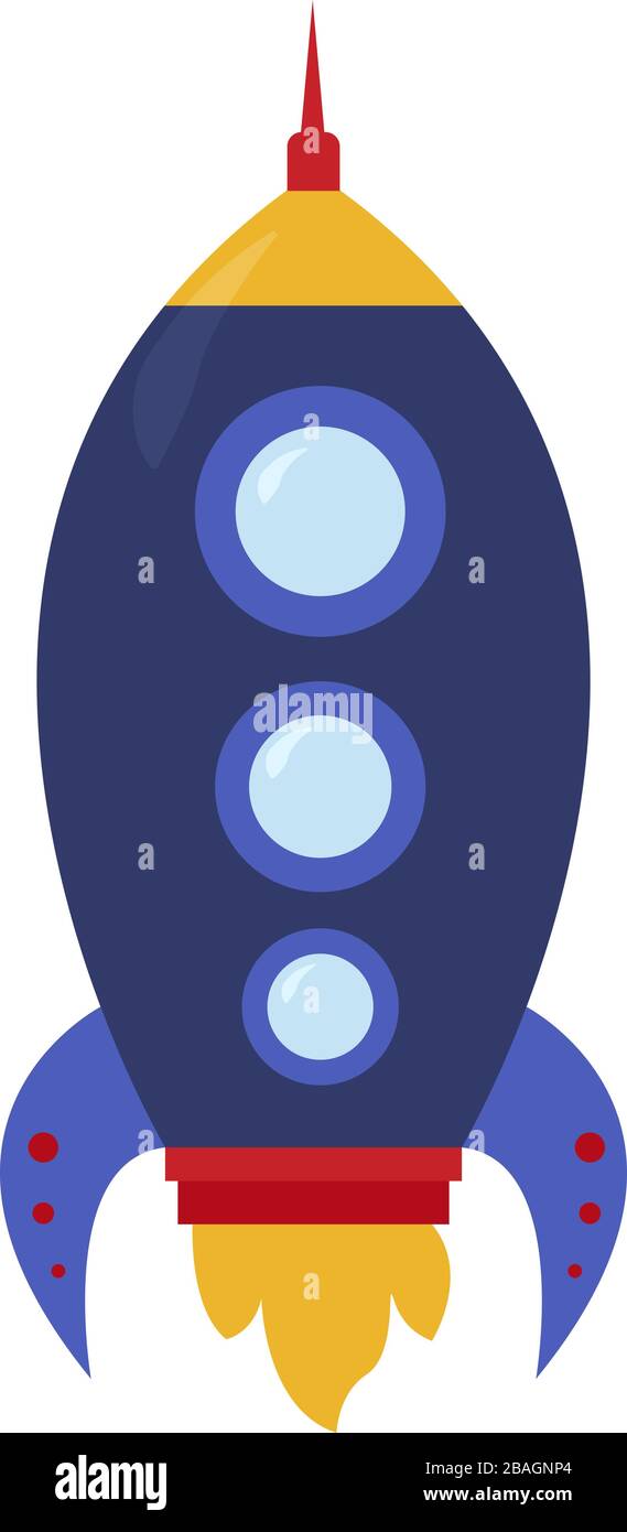 Blue rocket ship, illustration, vector on white background Stock Vector ...
