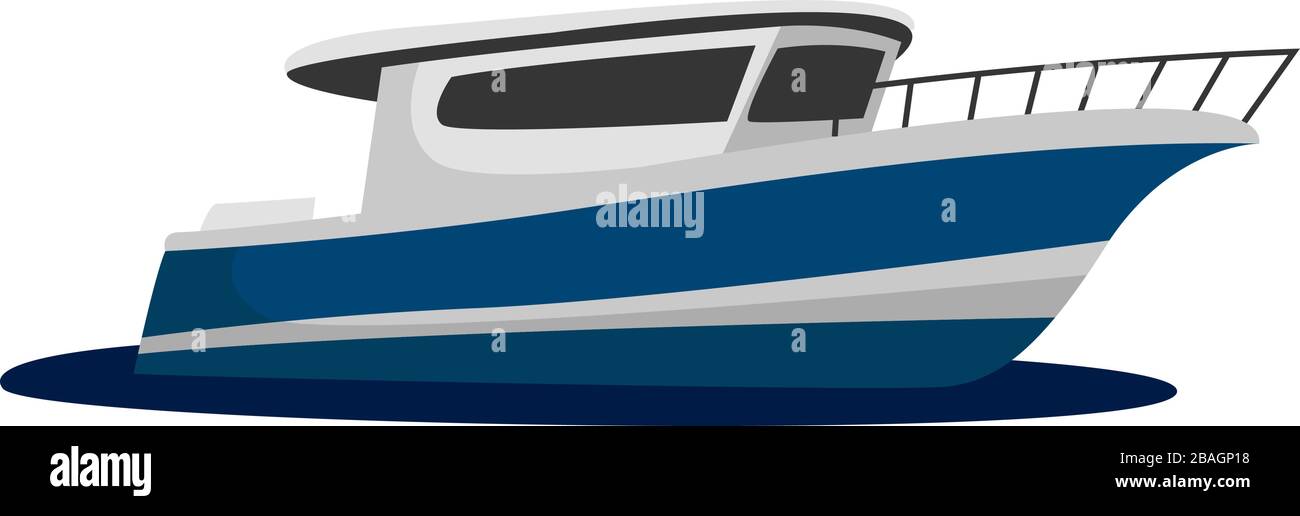 Blue boat, illustration, vector on white background Stock Vector Image ...