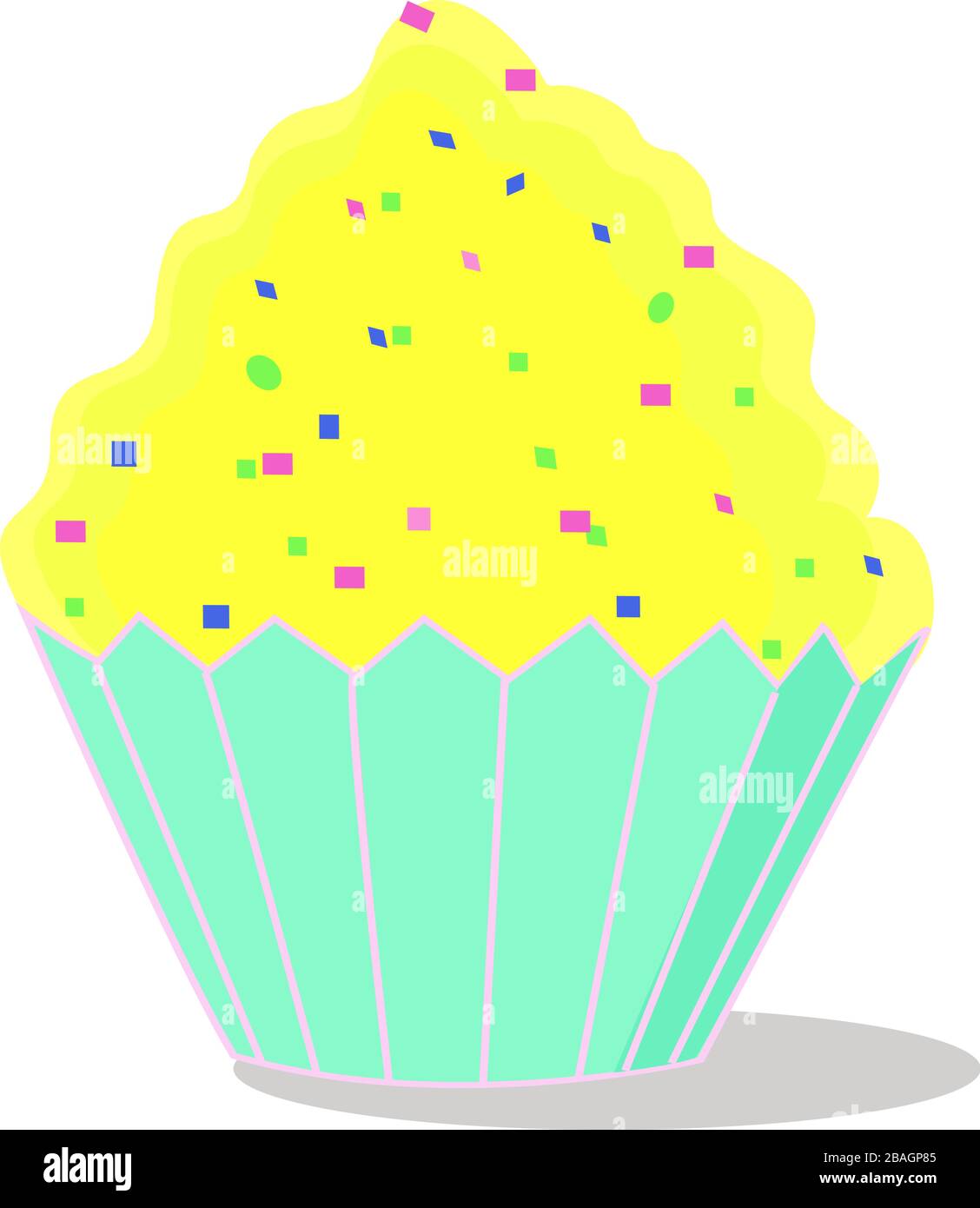 Yellow cupcake, illustration, vector on white background Stock Vector ...