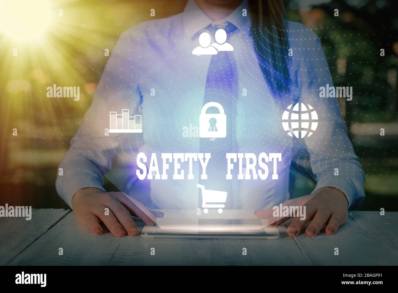 Handwriting text writing Safety First. Conceptual photo used to say ...